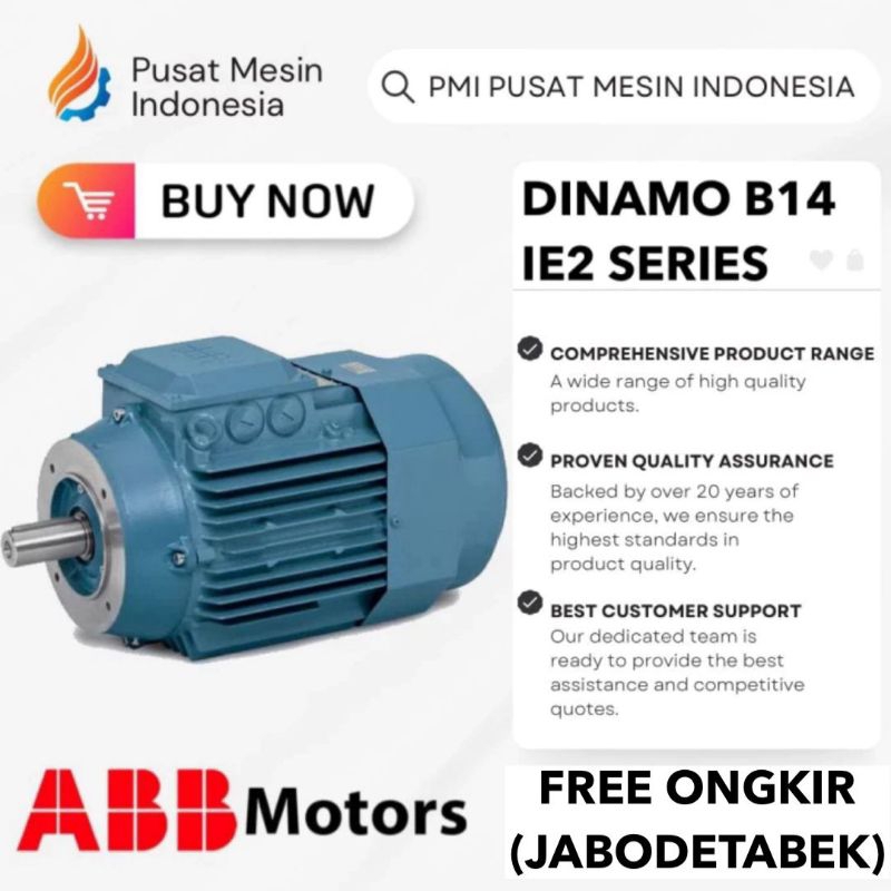 Jual ELEKTRO MOTOR ABB M2BA 90 IE2 2P B14 2,2KW 3HP 220/340V/ DINAMO ELECTRIC MOTOR/ ELECTRO ...