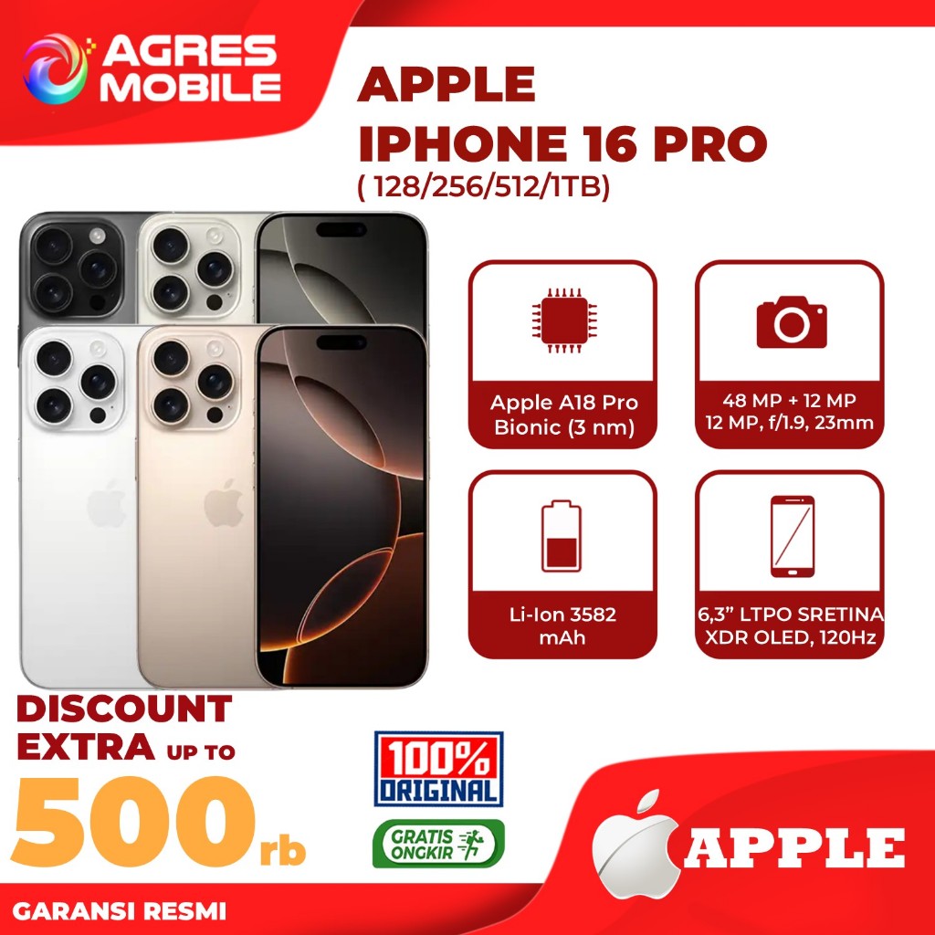 Jual iP 16 Pro 128/256/512/1TB Garansi Resmi Indonesia | Shopee Indonesia