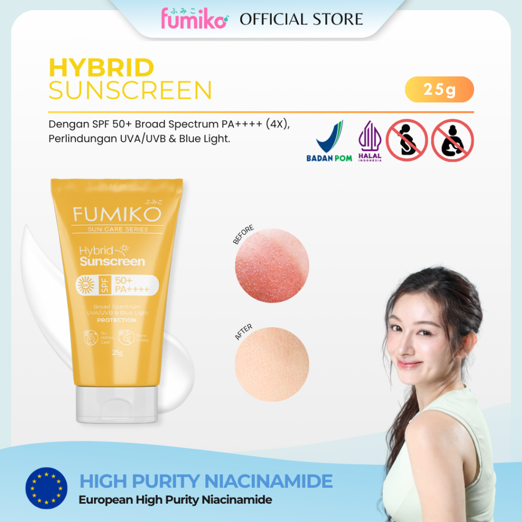 Jual Hybrid Sunscreen SPF 50+/PA++++ 25g Fumiko Max Protection - Ringan ...