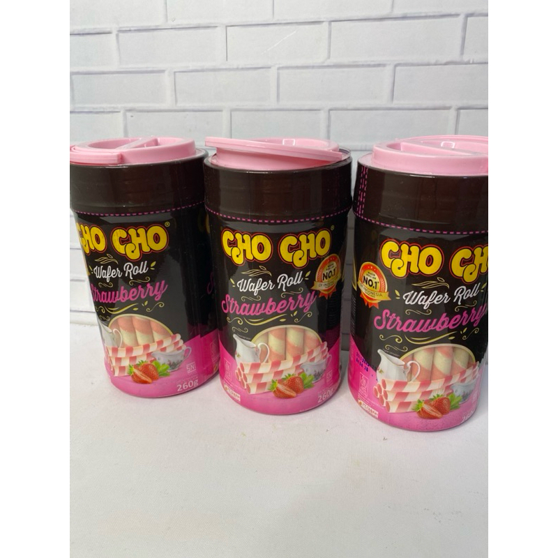Jual CHO CHO Wafer Roll Strawberry 260gr | Shopee Indonesia