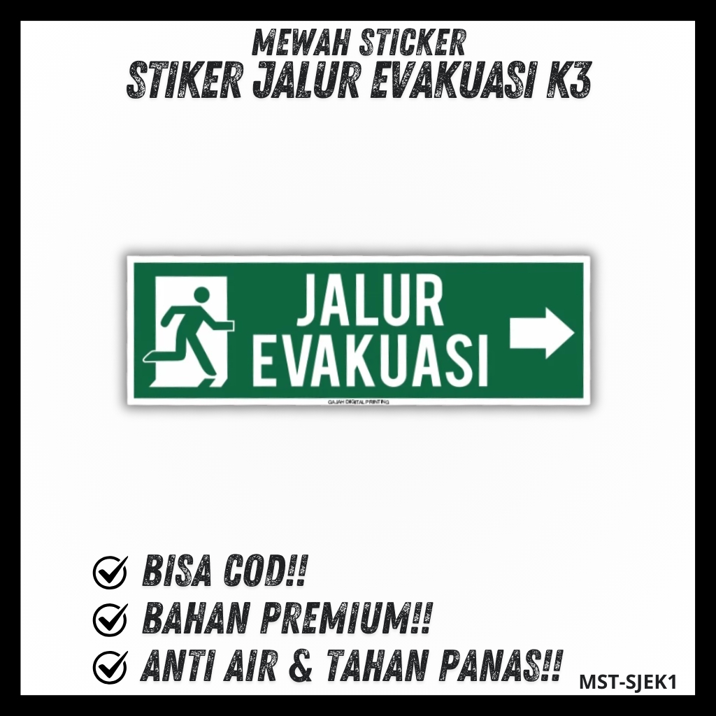 Jual Stiker Jalur Evakuasi Sticker Arah Evakuasi Stiker Titik Kumpul Stiker K3 Stiker Safety ...