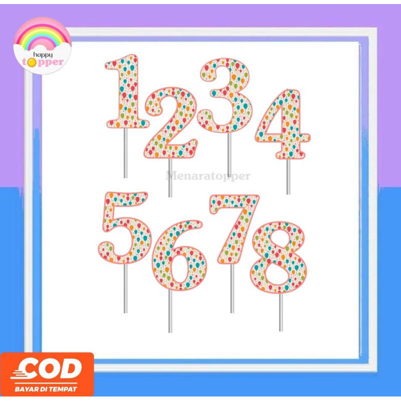 Jual Topper angka cake kue 1-0 / Hiasan tusuk decorasi untuk kue ulang ...