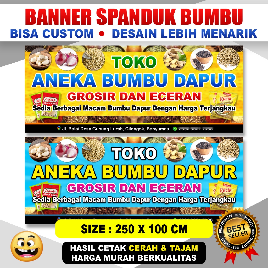 Jual Banner Spanduk Bumbu Dapur Pracangan ( ukuran 250 x 100 cm ...