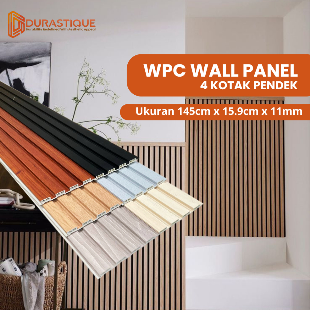 Jual (2 PCS) Wood WPC Wall panel kotak ukuran 1.45M X 15.9CM X 11.5MM ...