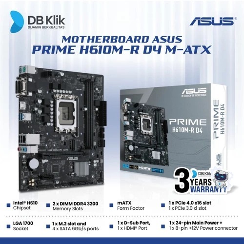 Jual Asus Motherboard Prime H610M-R D4 M-Atx Lga1700 Hdmi D-Sub Dvi-D | Shopee Indonesia