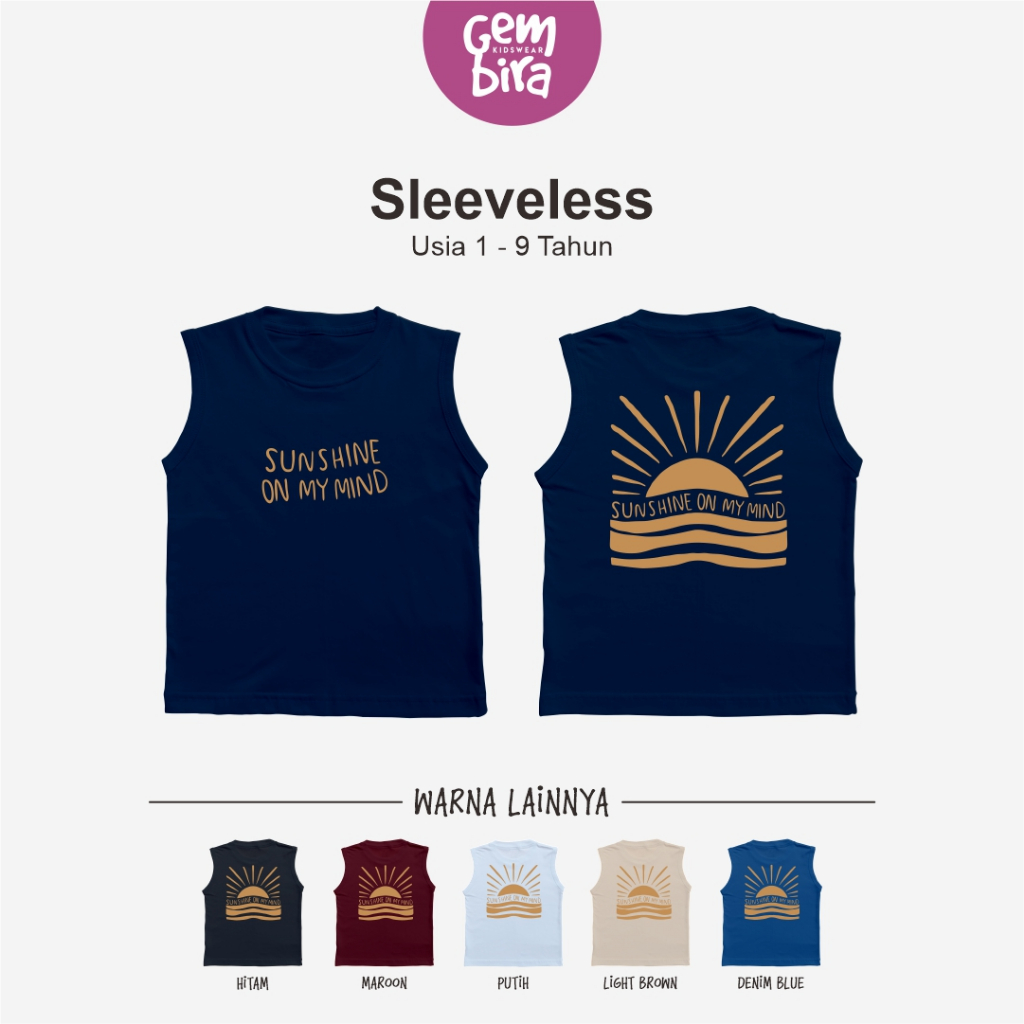 Jual Sleeveless Singlet Anak Laki Kaos Perempuan Cotton Kutung Sunshine ...