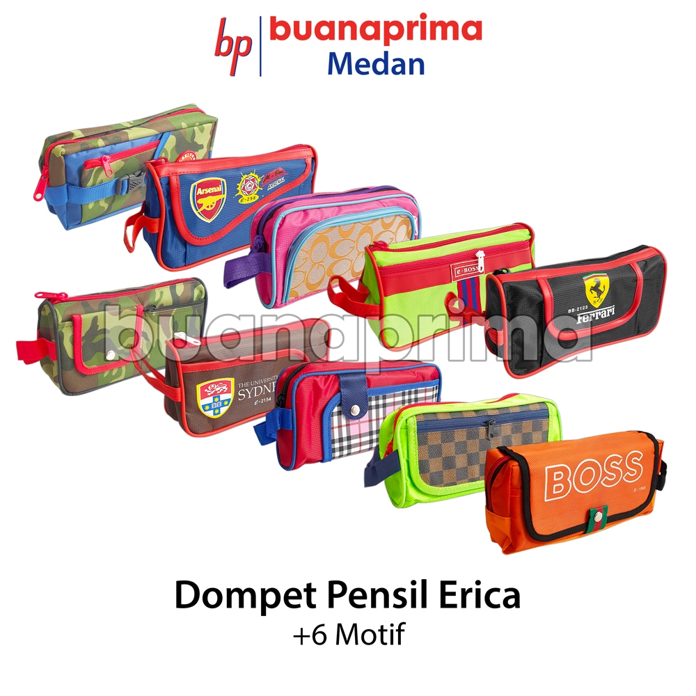Jual DOMPET PENSIL ERICA Kain Resleting Zipper Kancing Motif Tempat ...