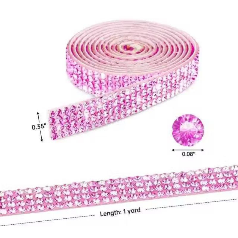 Jual 4 Baris Aplikasi Diamond Strip 1 yard/roll Rhinestone Berlian ...