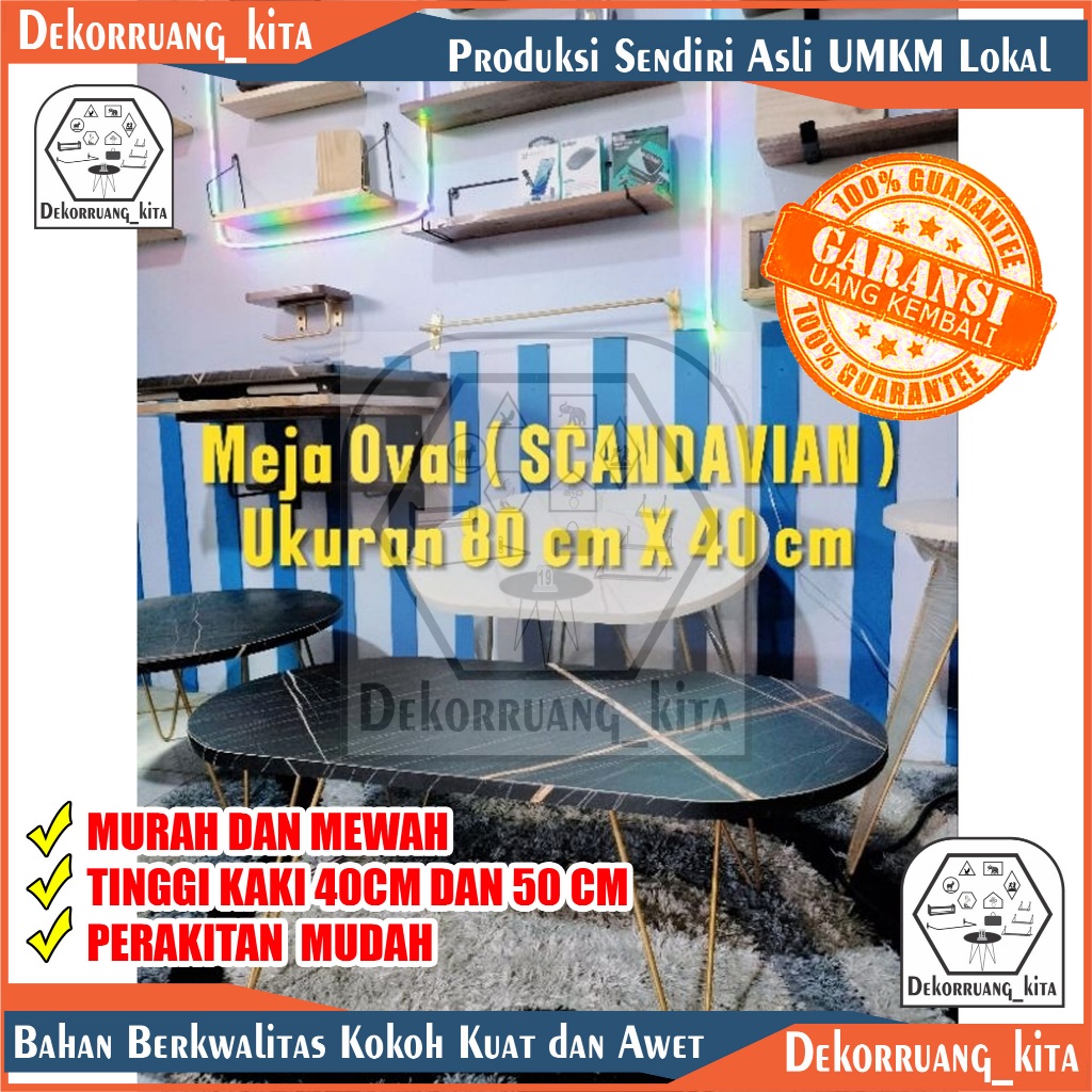 Jual Meja Oval 40 x 80 cm, Tinggi 40cm/50cm 2 layer Besi 8mm | Meja ...
