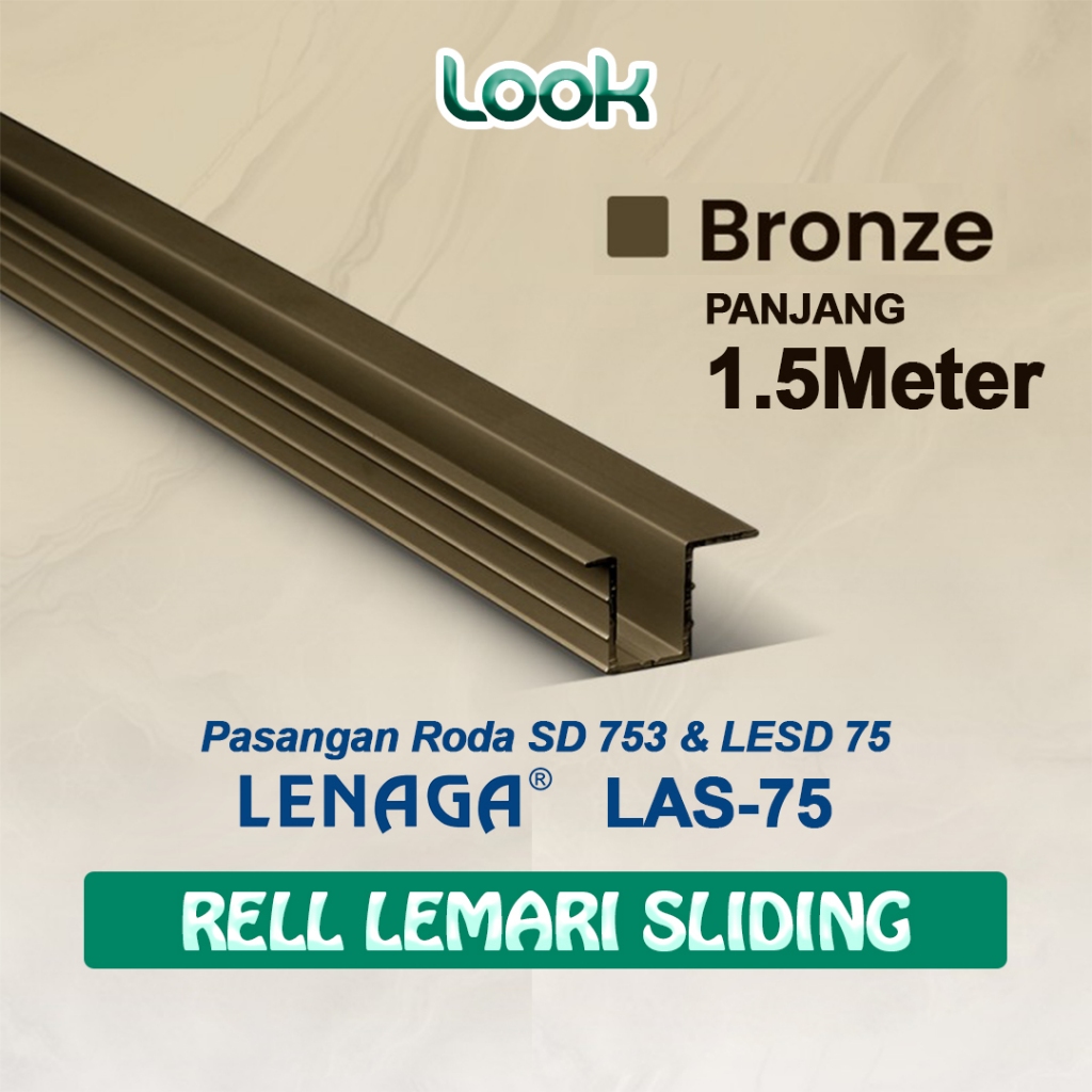 Jual (1,5METER) Rel Pintu Lemari Geser Sliding AS - 75 | Rel Alumunium | Rel Tanam LAS - 75 ...