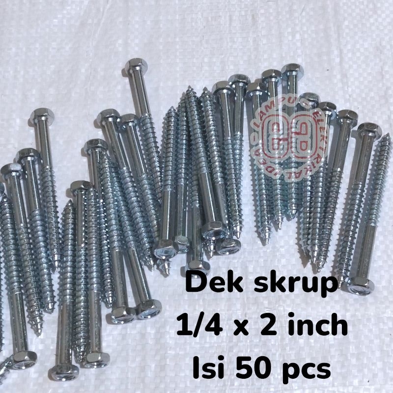 Jual Skrup | Sekrup 1|4" X 2" (untuk fisher S10) per pak isi 50 buah tanpa fiser | Shopee Indonesia