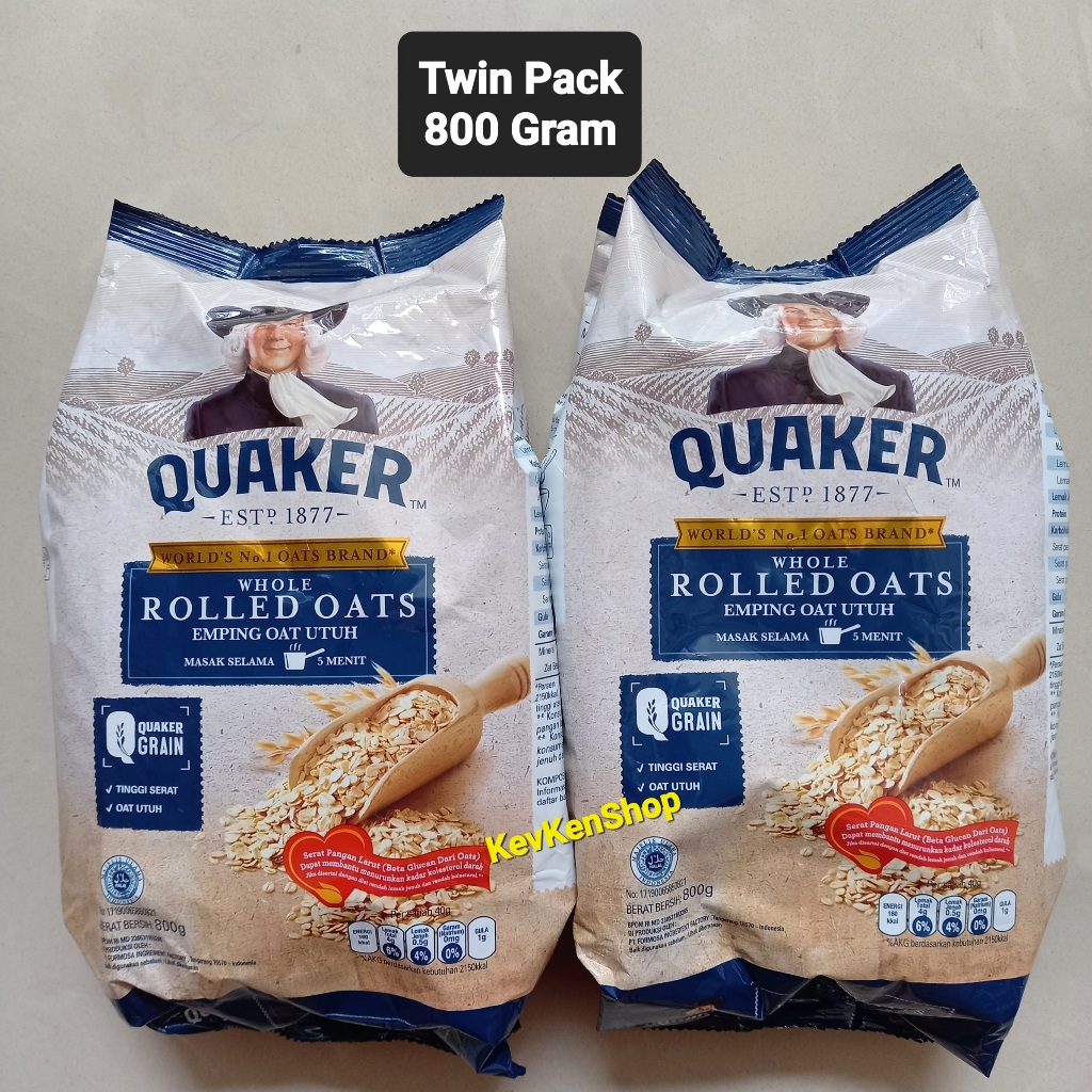 Jual Quaker Rolled Oats Oatmeal Sereal 800gram Bulir Utuh 800 gram BPOM ...