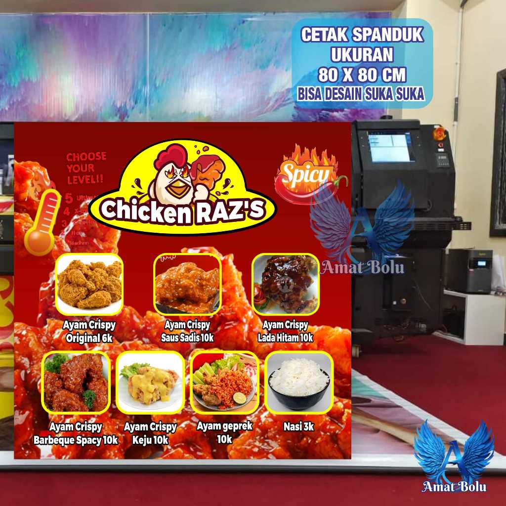 Jual Cetak Spanduk Banner CHICKEN CELUP Ukuran 80x80 cm Costom Desain ...