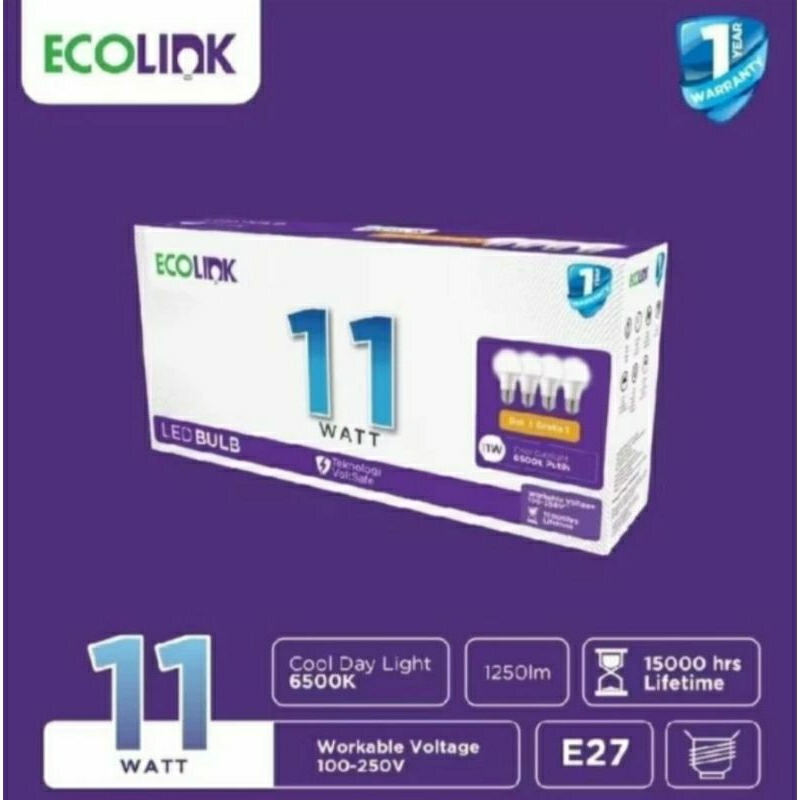 Jual Ledpack Ecolink LED Bulb 11W E27 - Cool Day Light (3+1) | Shopee ...