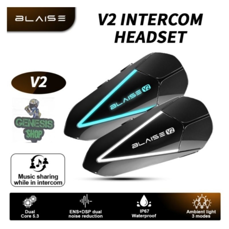 Jual INTERCOM BLAISE V2 intercom helm musik share headset helm sambil ...