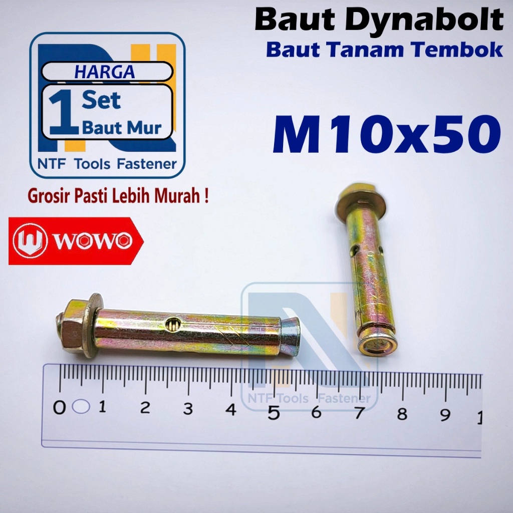 Jual Baut Dynabolt WOWO M10x50 Dinabolt Tanam Tembok bracket set Kuning ...