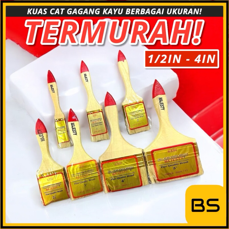 Jual Kuas Cat Tembok 1/2in 1in 1,5in 2in 2,5in 3in 4in 5in Gagang Kayu ...