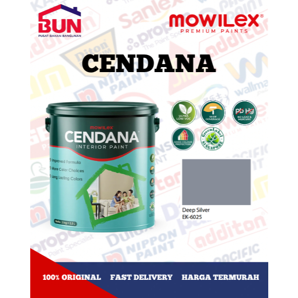 Jual Mowilex Cendana Interior Paint Cat Tembok 25 Kg - DEEP SILVER ...