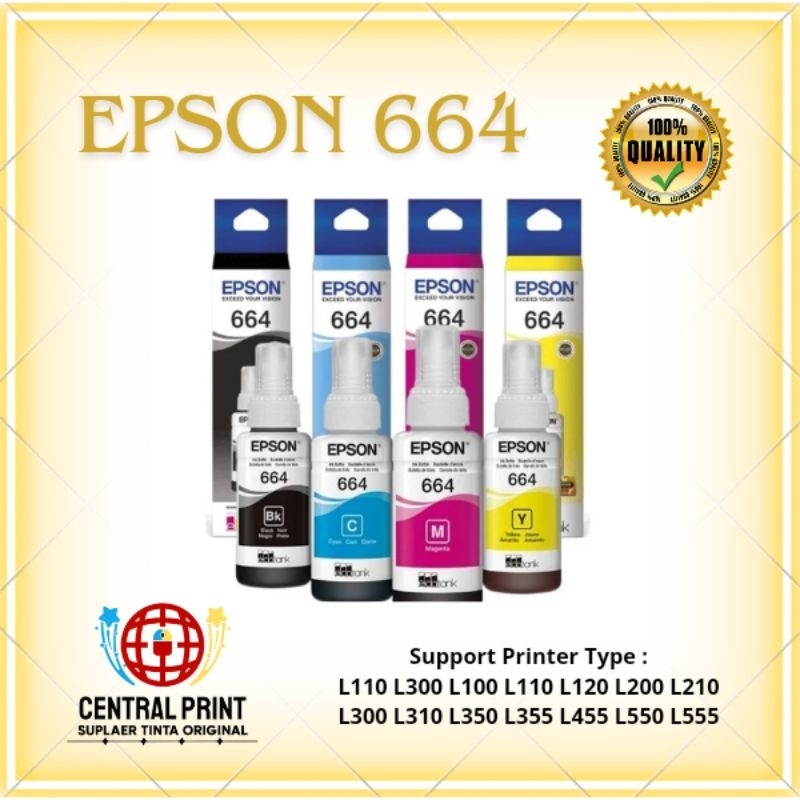 Jual Tinta Epson 664 Black Colour Original L100 L110 L120 L200 L210 L220 L300 L310 L350 L355 ...
