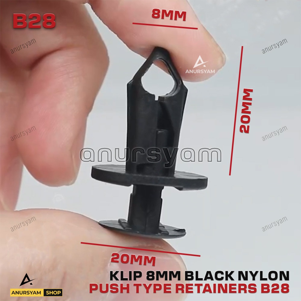 Jual Klip Kancing 8mm B28 Push Type Bumper Clip Bodi Mobil Black Nilon - Auto Mobile Fastener ...