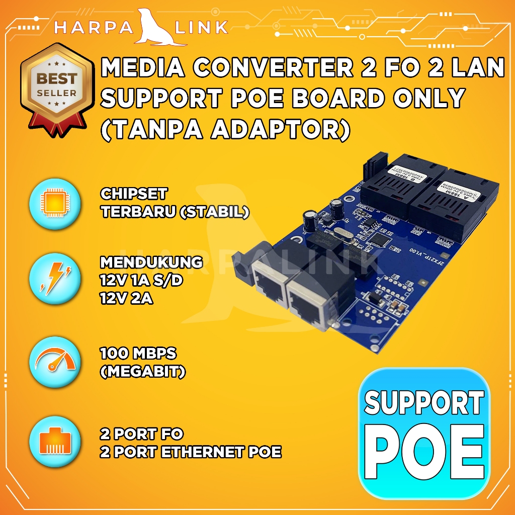 Jual Media Converter 2 FO 2 LAN 2 SC 2 RJ45 2F2E 10/100 Mbps POE PCB ...