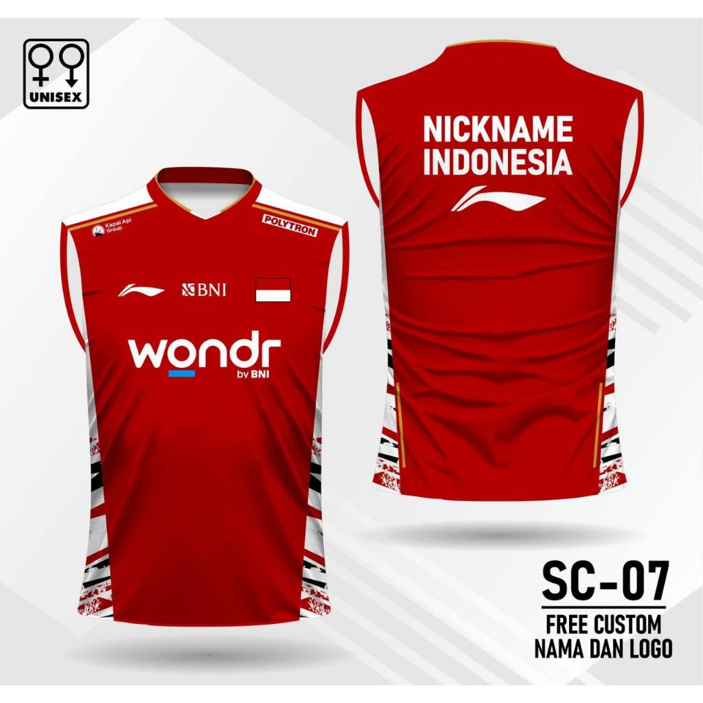 Jual jersey kaos badminton singlet sudirman 2025 jersey bulu tangkis sudirman free custom sc07 ...