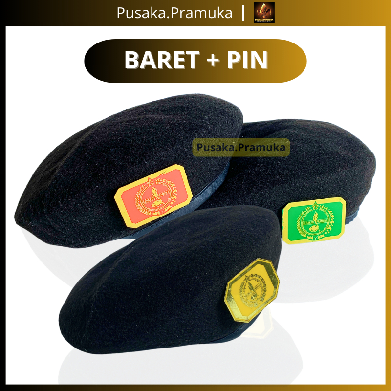 Jual Topi Baret+Pin Pramuka Bahan Laken/Bludru Tebal Untuk Anak SD SMP ...