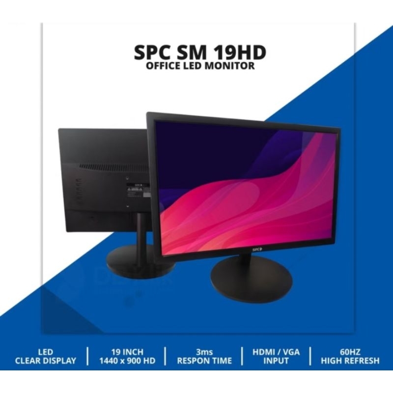 Jual MONITOR LED SPC 19INCHI WIDE SCREEN HDMI MURAH MERIAH BERGARANSI ...