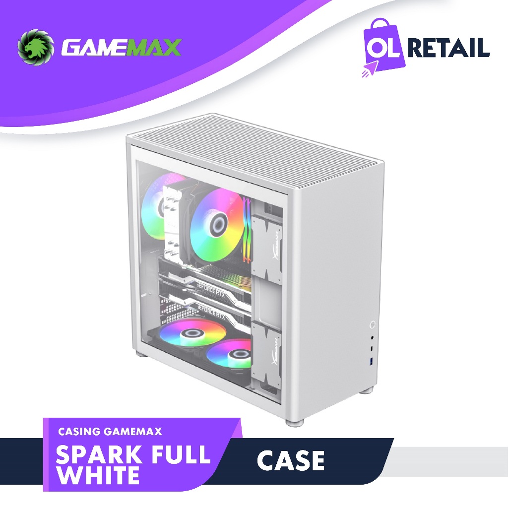 Jual GameMax Spark Full White M-ATX Desktop Gaming Computer Case | Shopee Indonesia