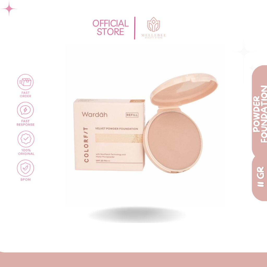 Jual WARDAH Colorfit Velvet Powder Foundation SPF 20 PA+++ 11g | bedak ...