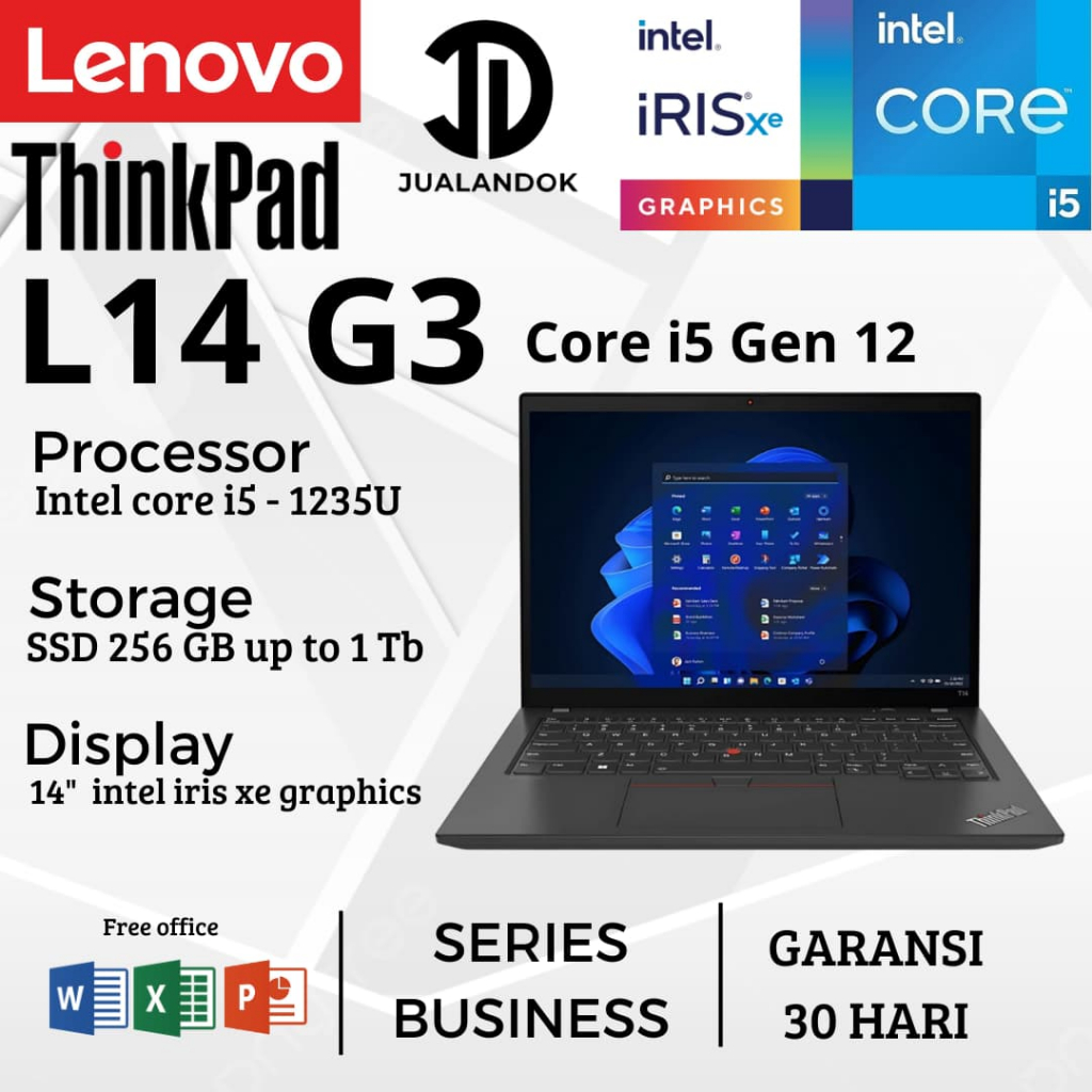 Jual Laptop Lenovo ThinkPad L14 G3 Core i5 Gen 12 - RAM 32GB - SSD 1TB - 14 inch - Series ...