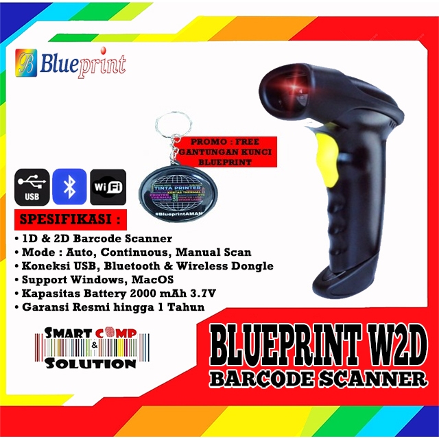 Jual Barcode Scanner Blueprint BP-LITE W2D Auto Scan 1D 2D QRcode USB ...