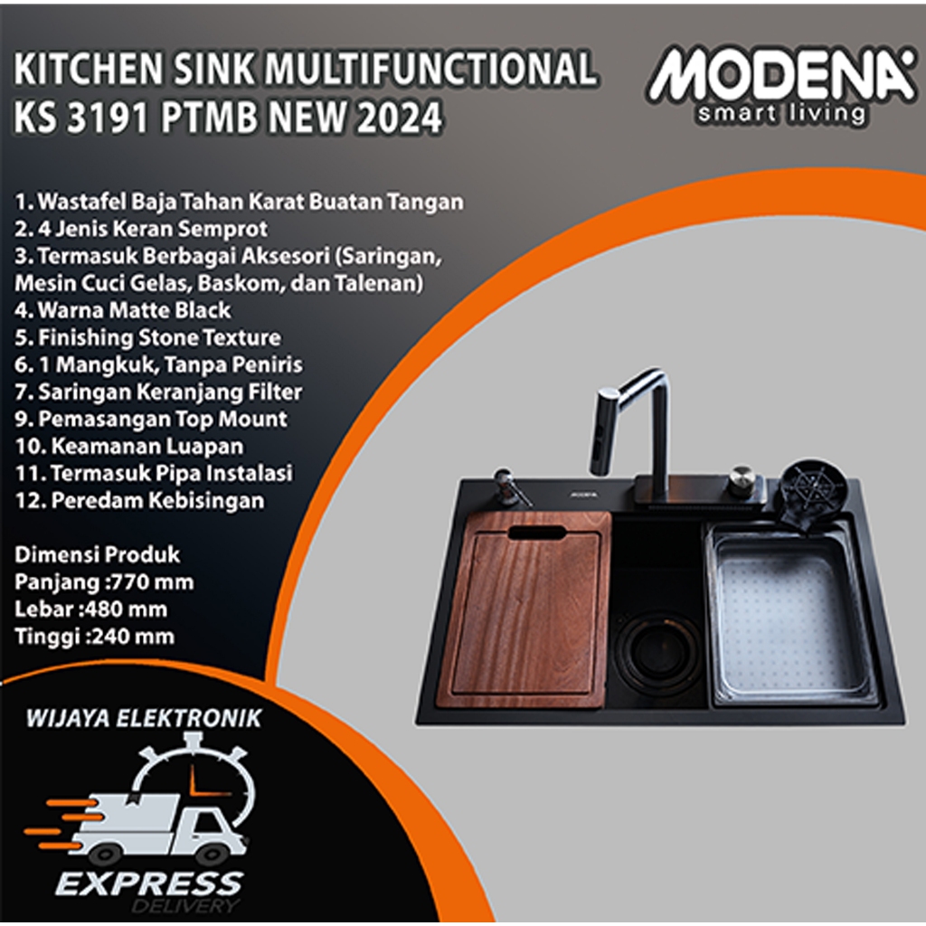 Jual Modena KS 3191 PTMB - Kitchen sink multifungsi 1 Lubang Modena ...