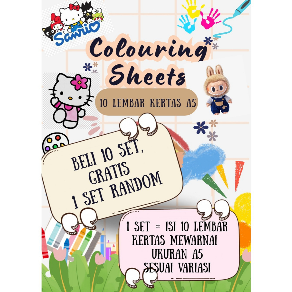 Jual 10 Lembar Kertas Mewarnai Kertas A5 (TERMURAH) Variasi Hewan ...