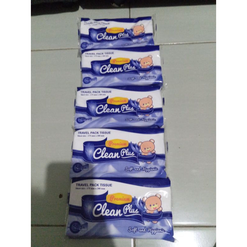 Jual tissue clean plus 50 sheet 2ply tisu paket isi 5 pcs | Shopee ...