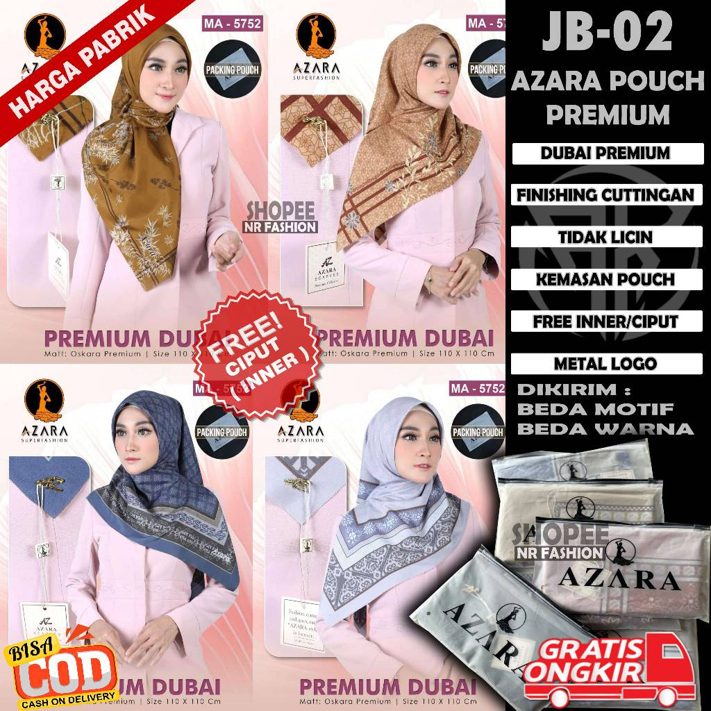 Jual AZARA POUCH motif (6pcs) HARGA PABRIK METAL LOGO + pouch beda beda ...