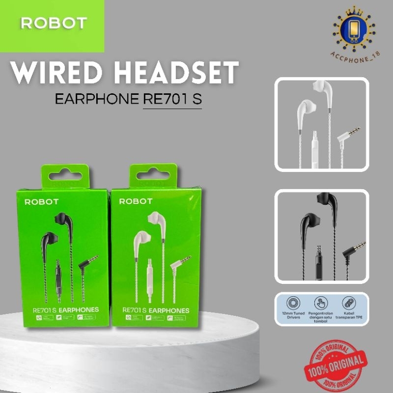 Jual ROBOT RE701 S EARPHONES Wired Headset 12mm | Shopee Indonesia
