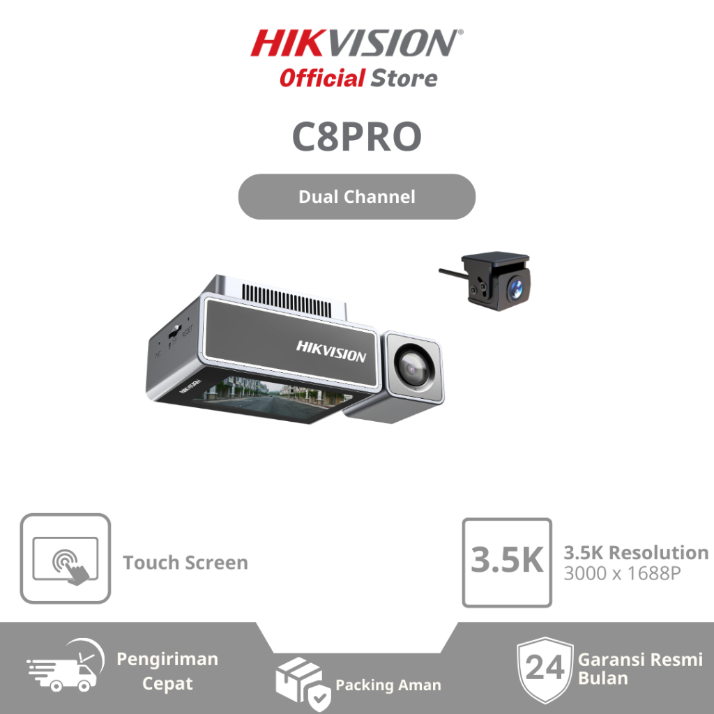 Jual HIKVISION - C8PRO 3.5 Resolution Dual Channel Super Capacitor Touch screen Dashcam Original ...