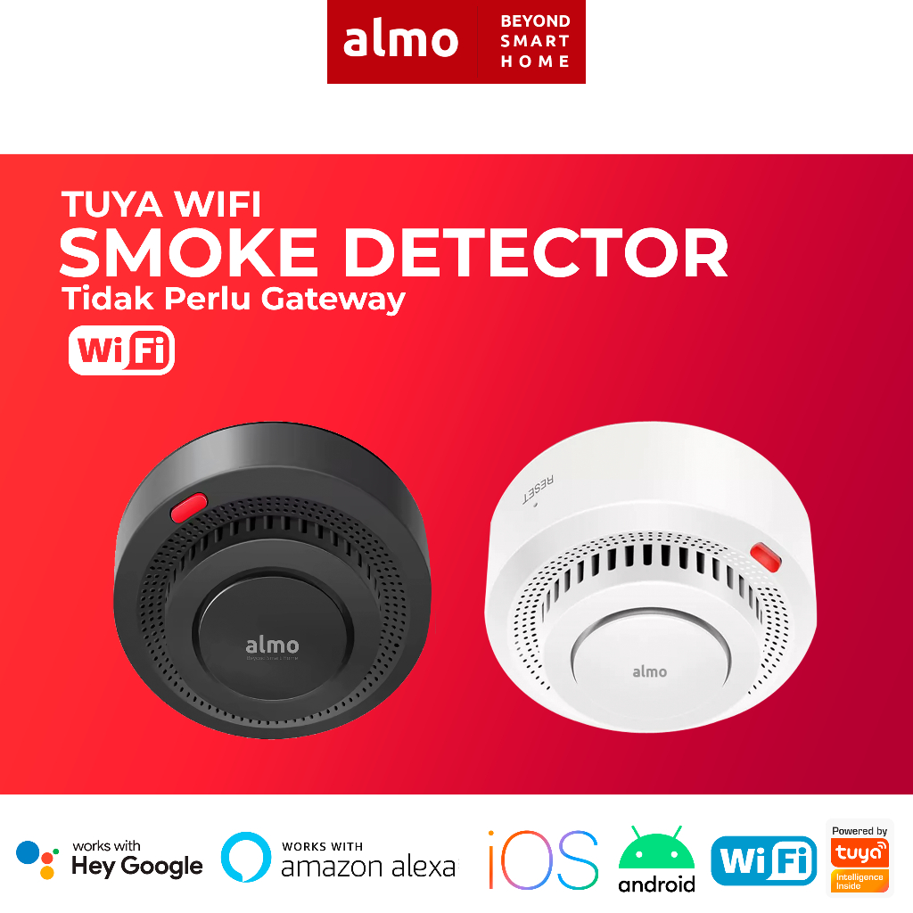 Jual ALMO S1 Tuya WiFi Smoke Detector Alarm Rumah Detektor Asap ...
