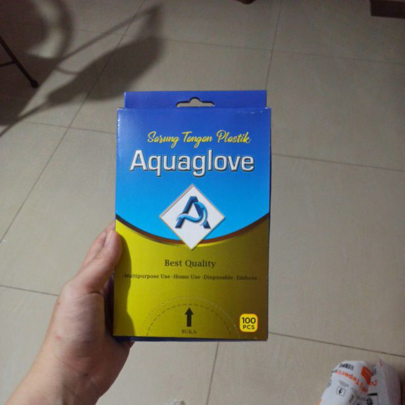 Jual Sarung tangan plastik aquaglove BEST QUALITY isi 100pcs | Shopee Indonesia
