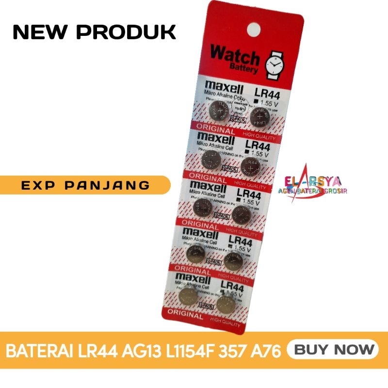 Jual Baterai maxell LR44 AG13 Hearing Aid Battery / Batrai LR44 L1154 357 A76 1.55V AG13 ...