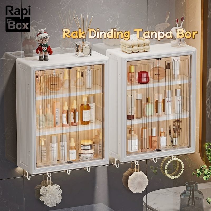 Jual Rak penyimpanan plastik kamar mandi yang dipasang di dinding lemari penyimpanan kosmetik ...