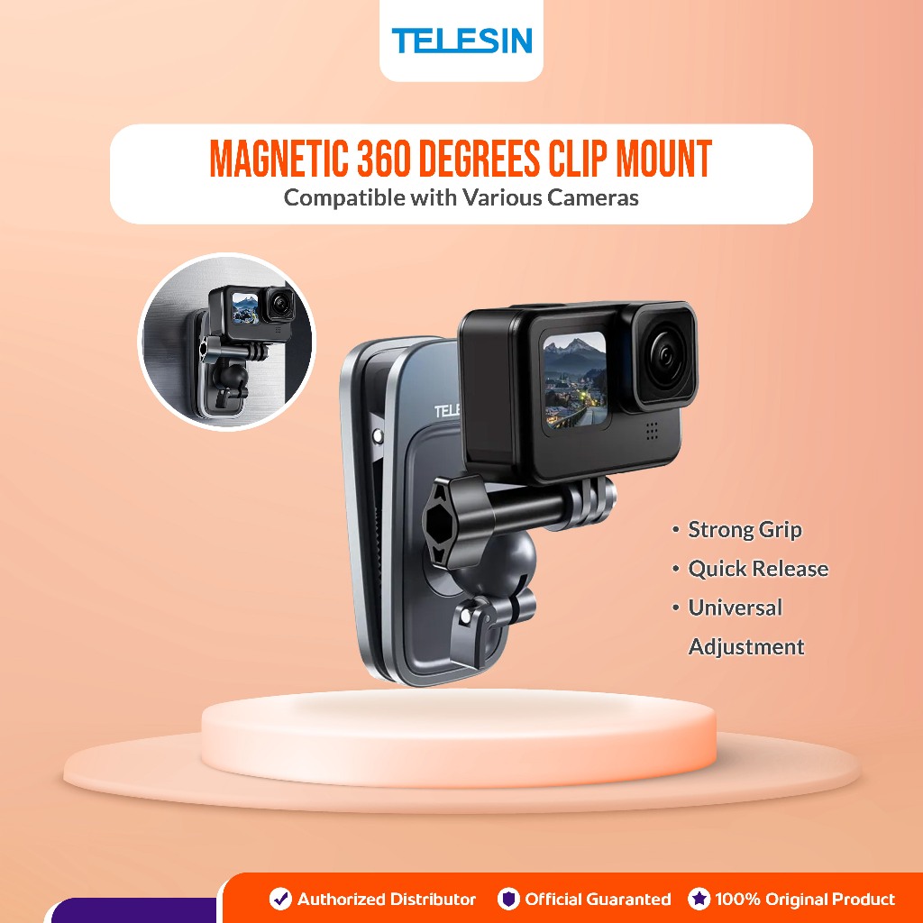 Jual TELESIN Magnetic 360 Degrees Clip Mount Backpack Penjepit Tas ...