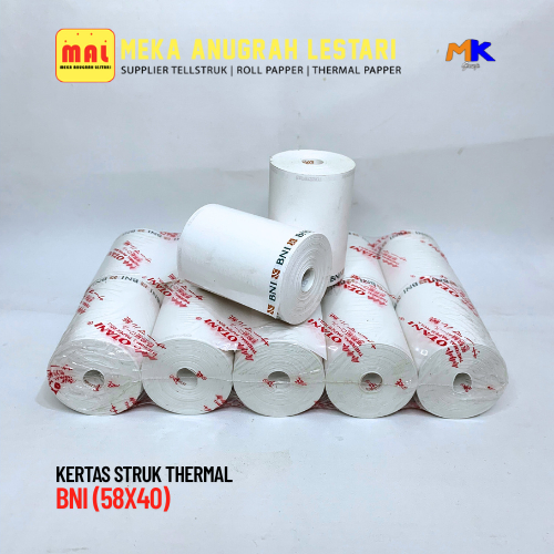 Jual OTANI KERTAS PRINT STRUK THERMAL EDC LOGO BNI 57/58x40mm 10 ROLL ...