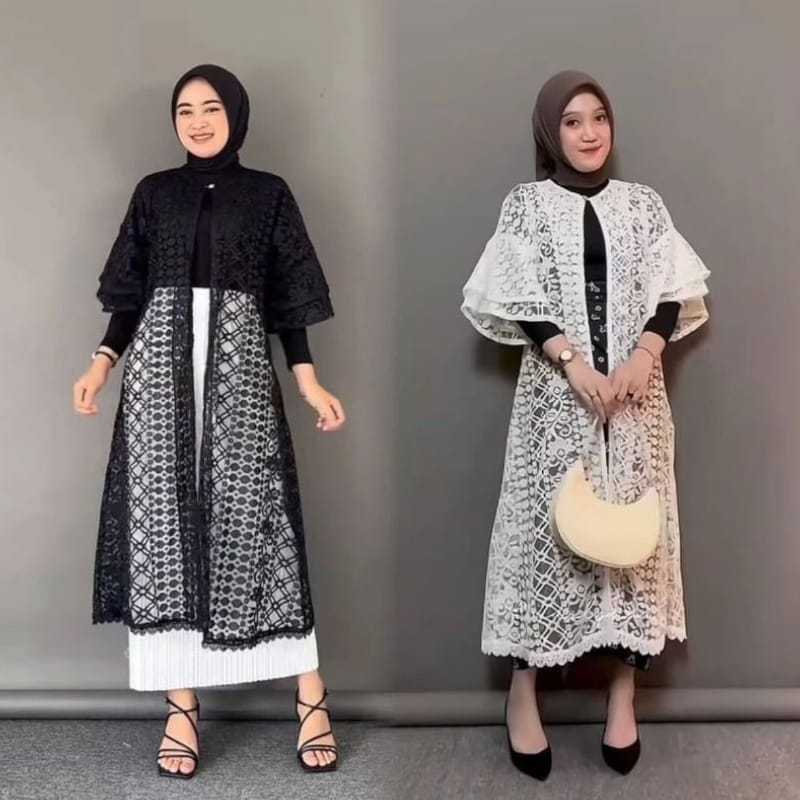 Jual Malika Outer Brukat Premium Lengan Ruffle Outfit Kondangan Formal ...