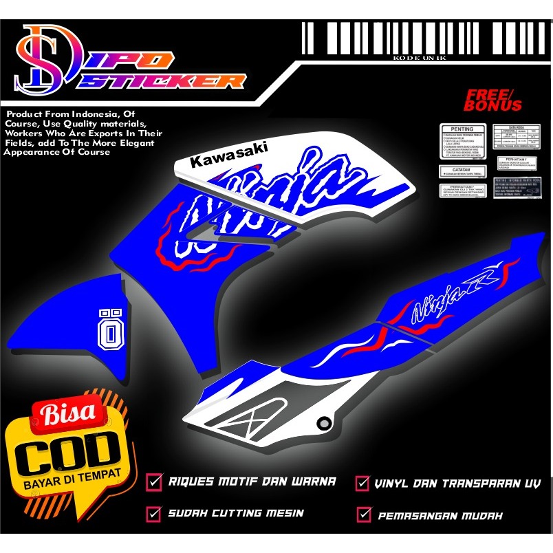 Jual sticker striping ninja R custom transparan UV (bisa riquest ...