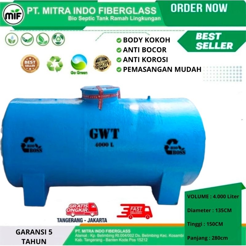 Jual Tangki Air,Tandon Air 4000 Liter.BioMif,BioBoss | Shopee Indonesia