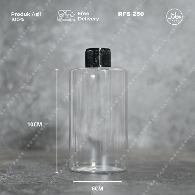 Jual KEMASAN MINUMAN BOTOL FOOD GRADE - BOTOL PET RFS 250ML CLEAR + TUTUP ULIR | Shopee Indonesia