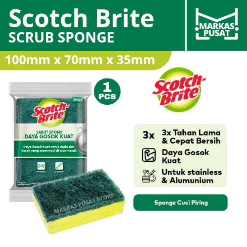 Jual 3m Scotch Brite Scrub Sponge busa spons pencuci piring | Shopee ...