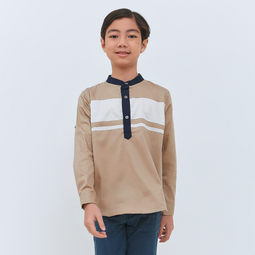 Jual M231 Kemeja Anak Laki Laki Basic Combination Panjang Khaki 0304A | Shopee Indonesia